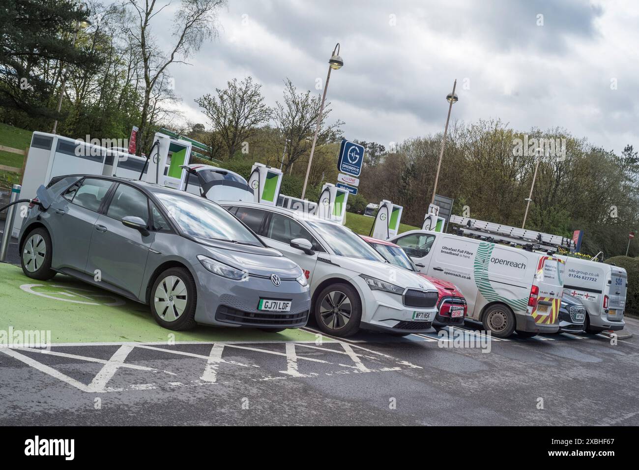 Electric Vehicles charging at Annandale motorway service station on the ...