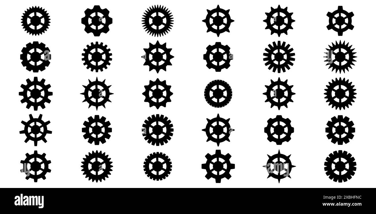 Gears icon set. Setting gears icon. Collection of mechanical cogwheels ...