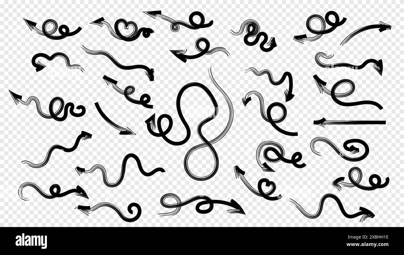 Different brush drawn charcoal arrows seamless pattern. Bold lightning ...