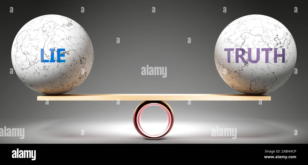 Lie and truth in balance. A metaphor showing Lie in equilibrium with ...