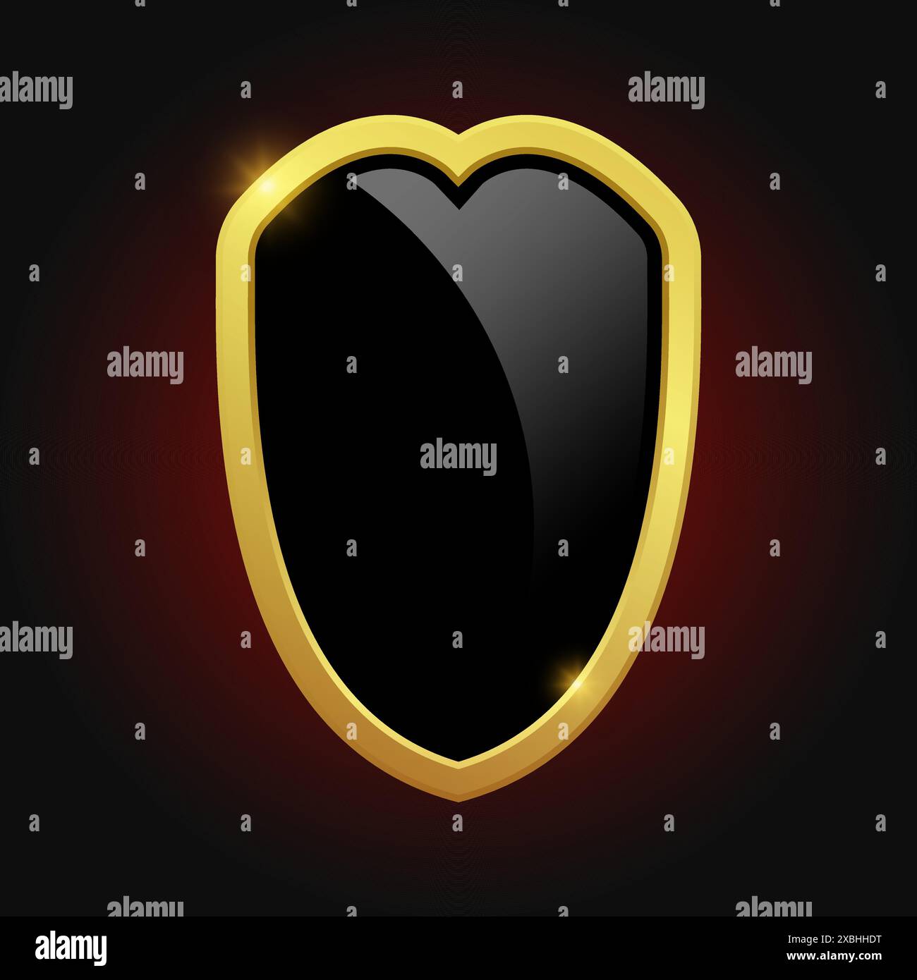 VIP luxury logo design element. Black shield with glossy bright golden ...