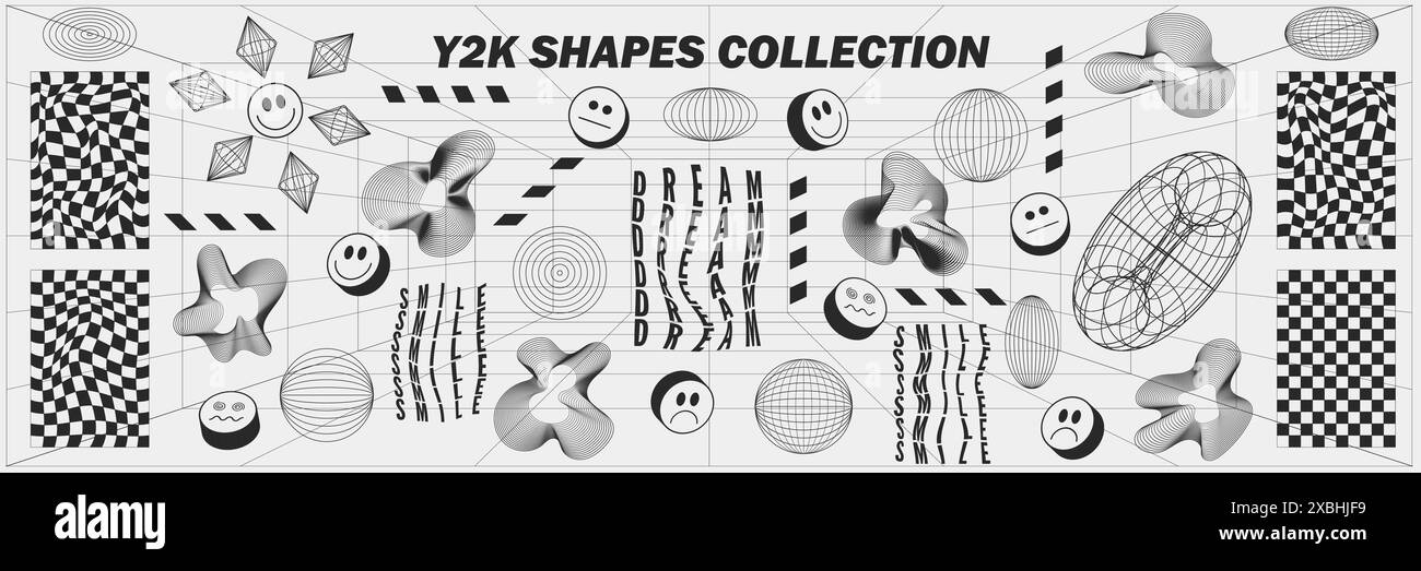 Abstract geometry wireframe shapes and patterns, cyberpunk elements ...