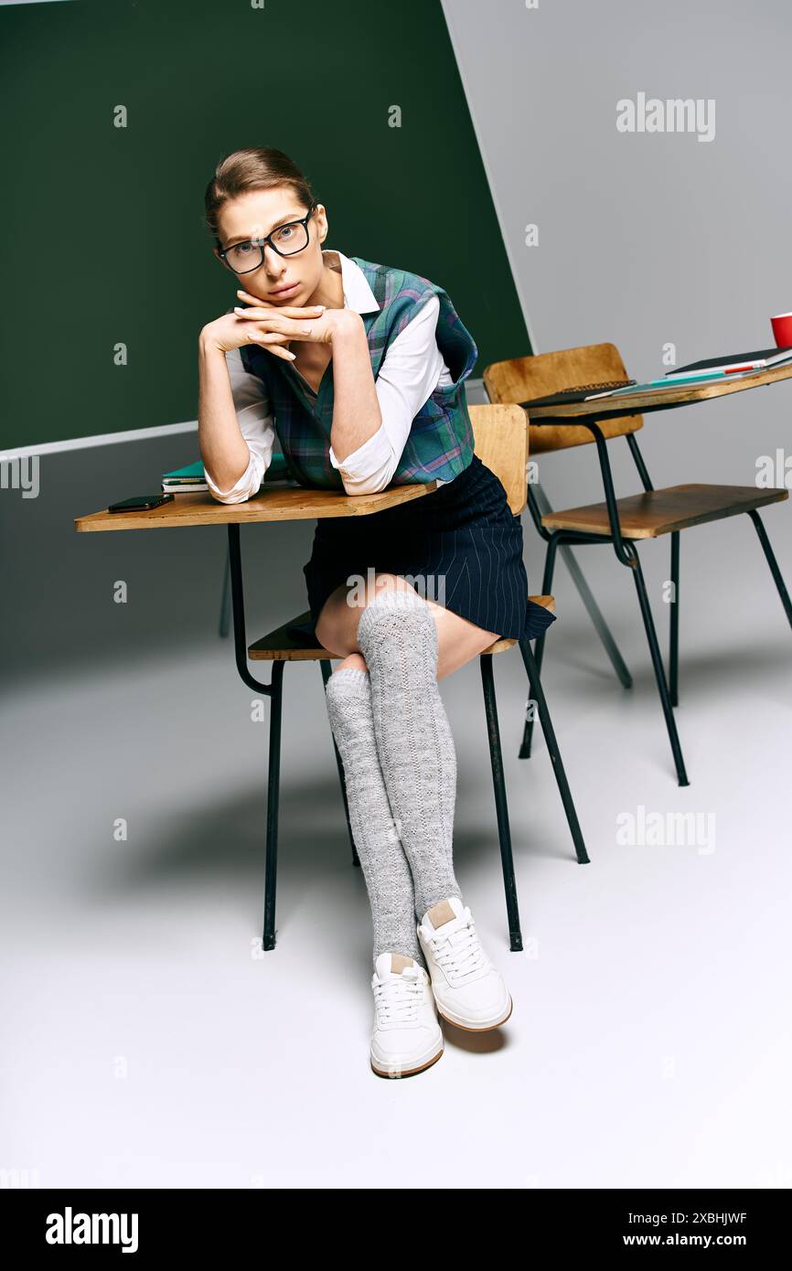 Student sits desk studying hi-res stock photography and images - Alamy