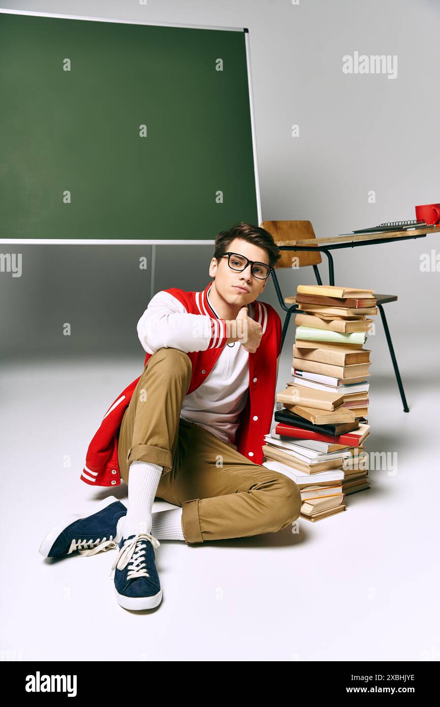 Young student stack books hi-res stock photography and images - Alamy