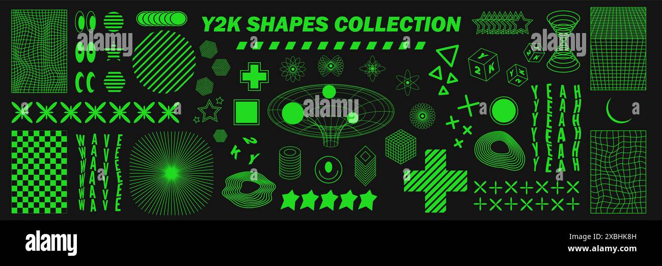 Abstract geometry wireframe shapes and patterns, cyberpunk elements ...