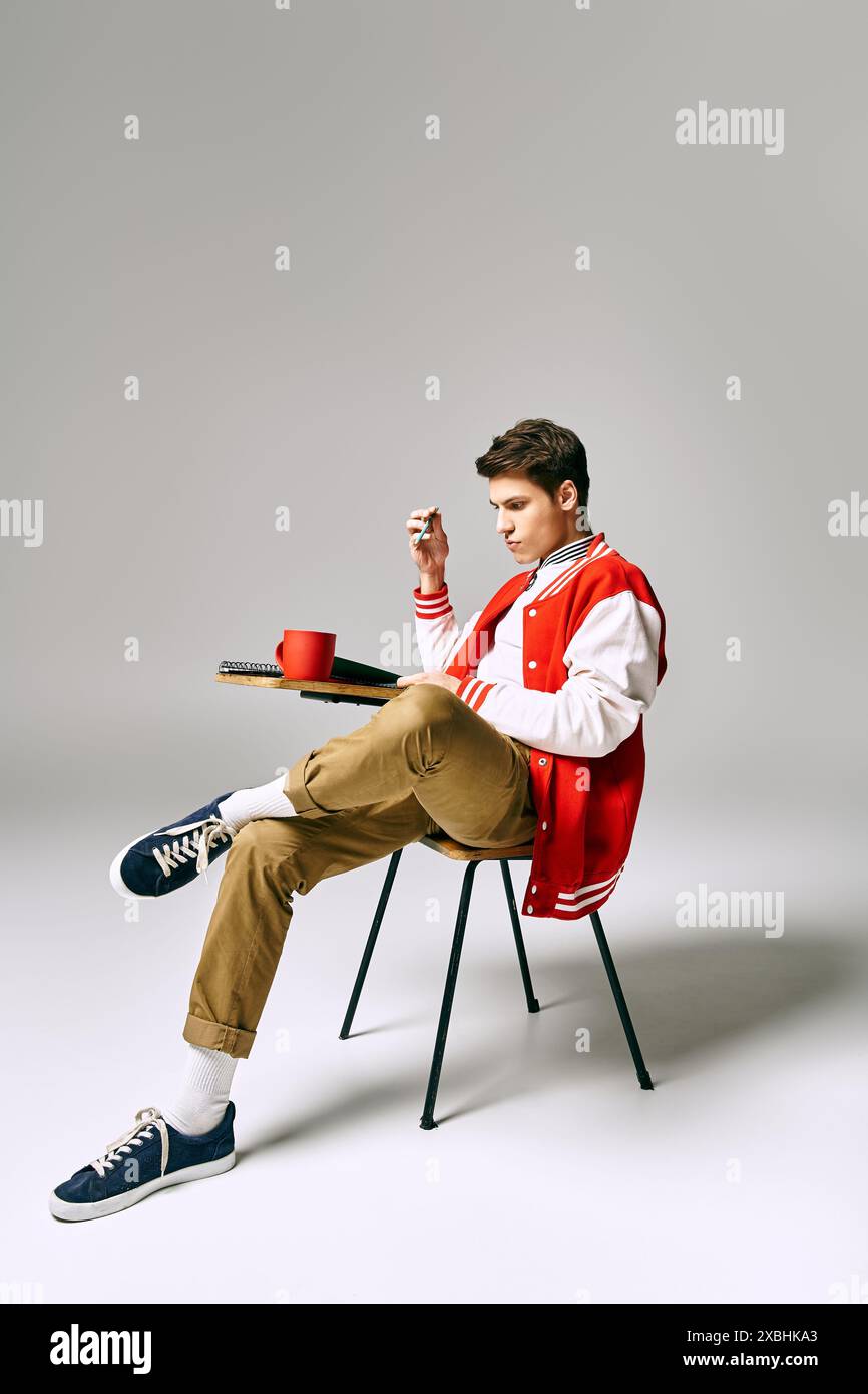 Jacket on back of chair hi-res stock photography and images - Alamy