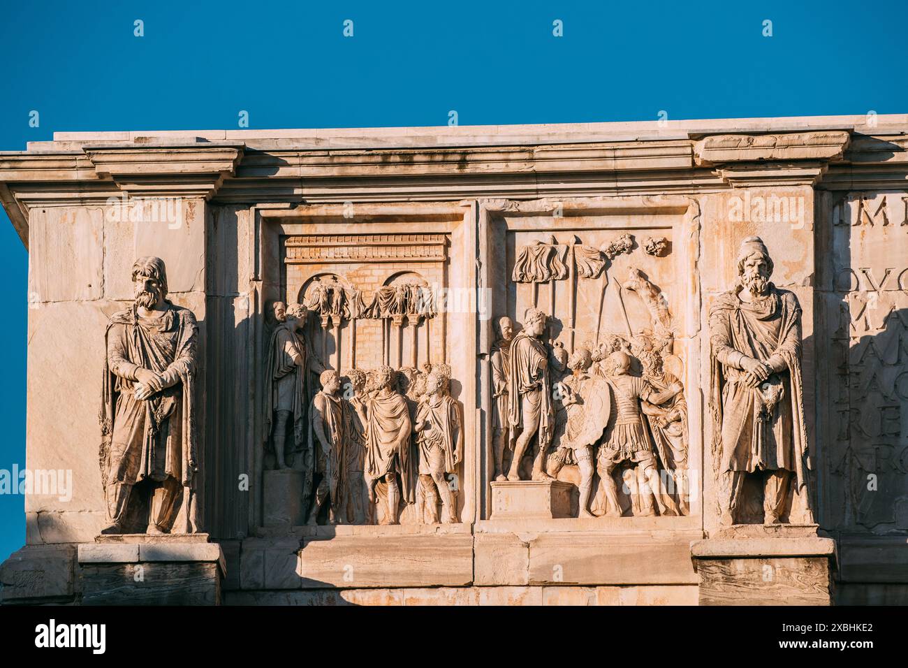 Rome, Italy. Details Of Arch Of Constantine. Statue And Bas-relief On ...