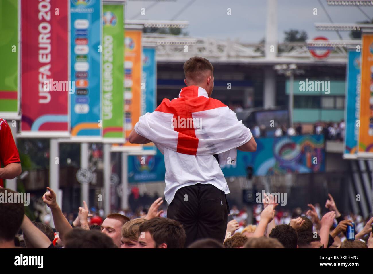 London, United Kingdom. 11th July, 2021. England football fans gather ...