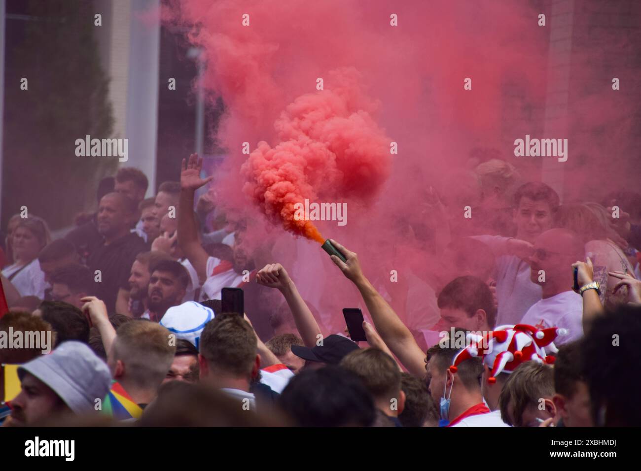London, United Kingdom. 11th July, 2021. England football fans gather ...