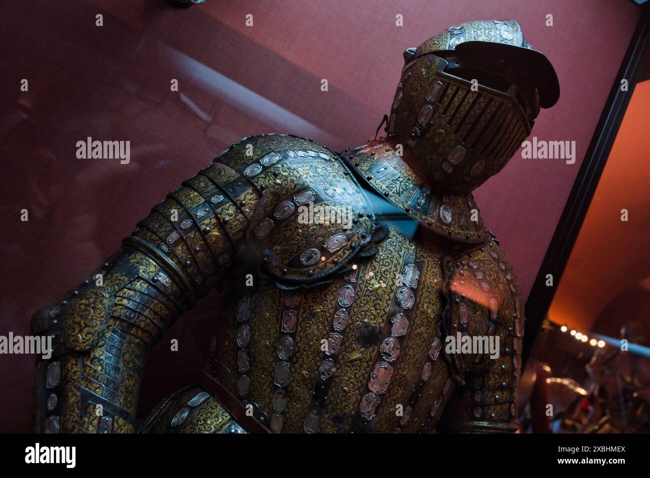 Close up of medieval body armour inside the royal palace museum in ...