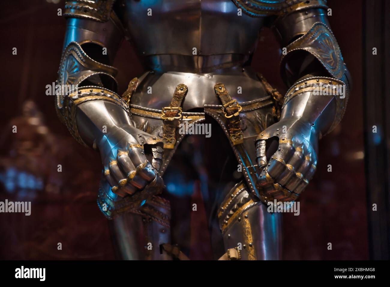 Close up of medieval body armour inside the royal palace museum in ...
