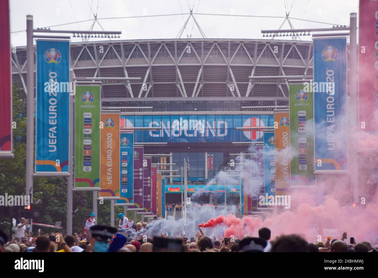London, United Kingdom. 11th July, 2021. England football fans gather ...