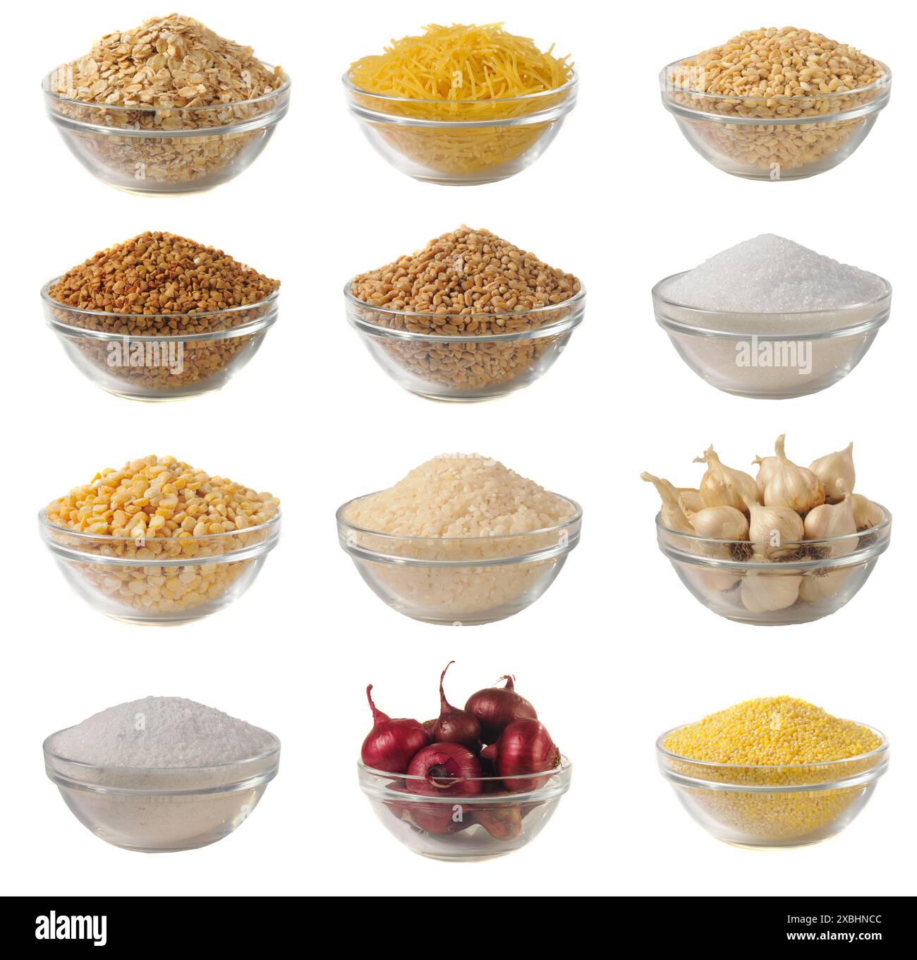 Choice dry food to utensils on a white background Stock Photo - Alamy