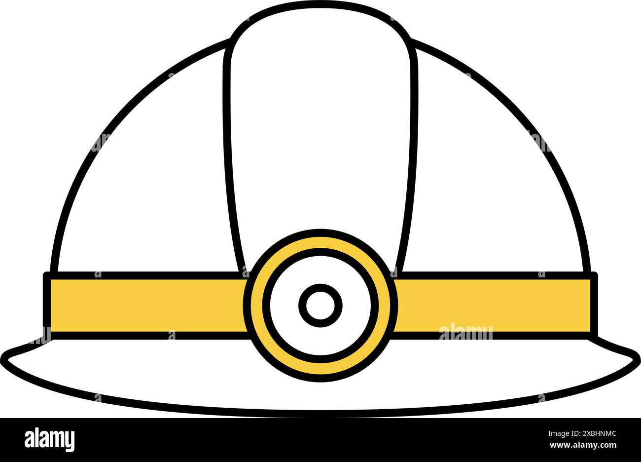 Simple line drawing icon of emergency kit, helmet with headlight ...