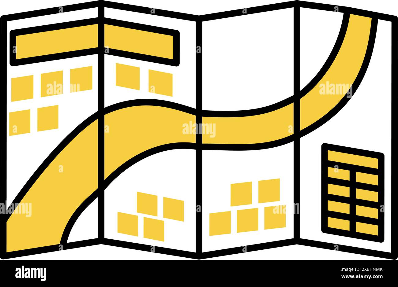 Simple line drawing icon of emergency kit, hazard map, Vector ...