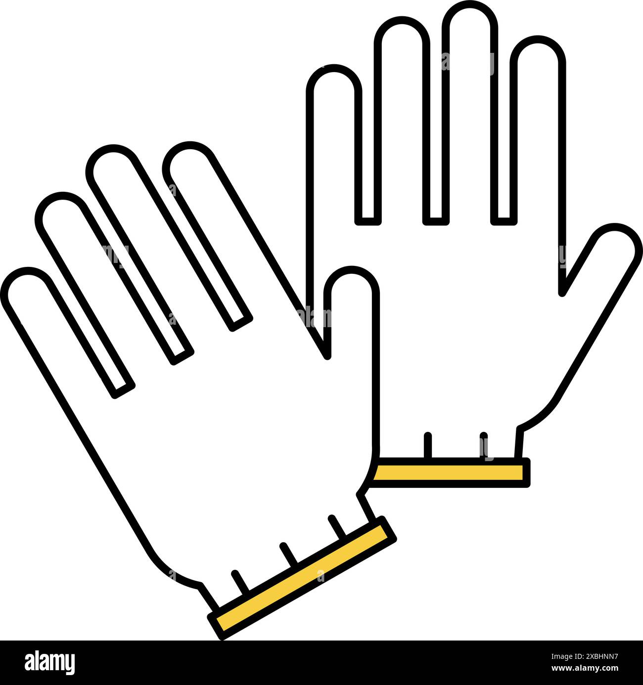 Simple line drawing icon of emergency kit, white work gloves, Vector ...