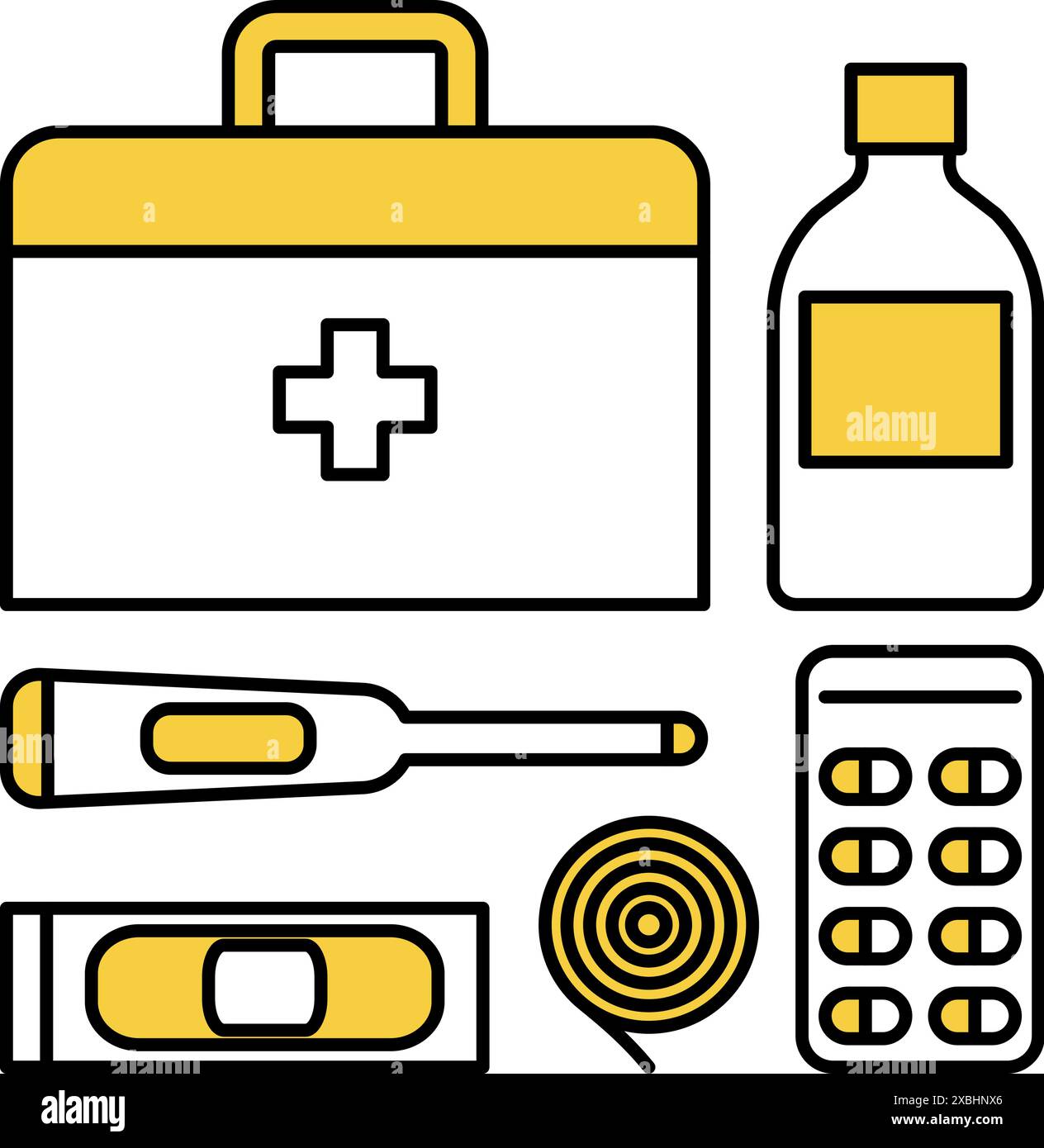 Simple line drawing icon of emergency kit, first-aid kit, Vector ...