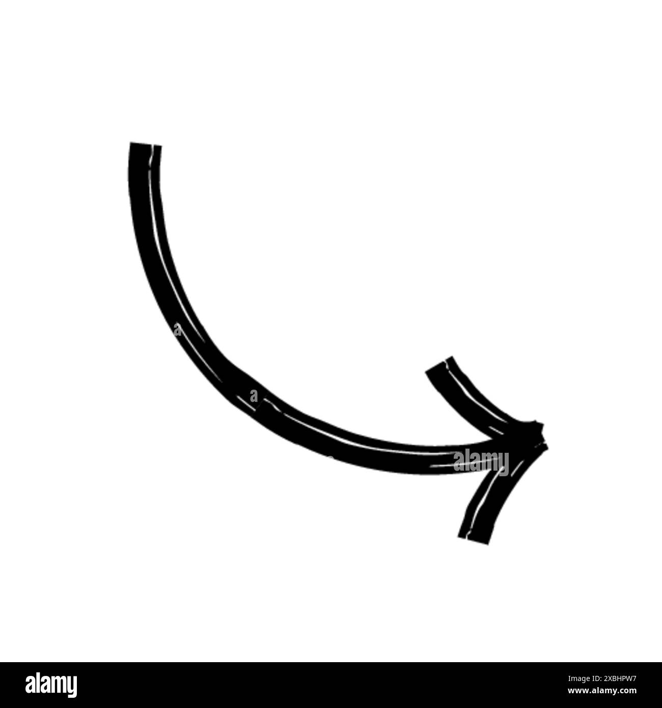 Hand drawn crayon chalk charcoal line arrow. curvy and wavy arrow ...