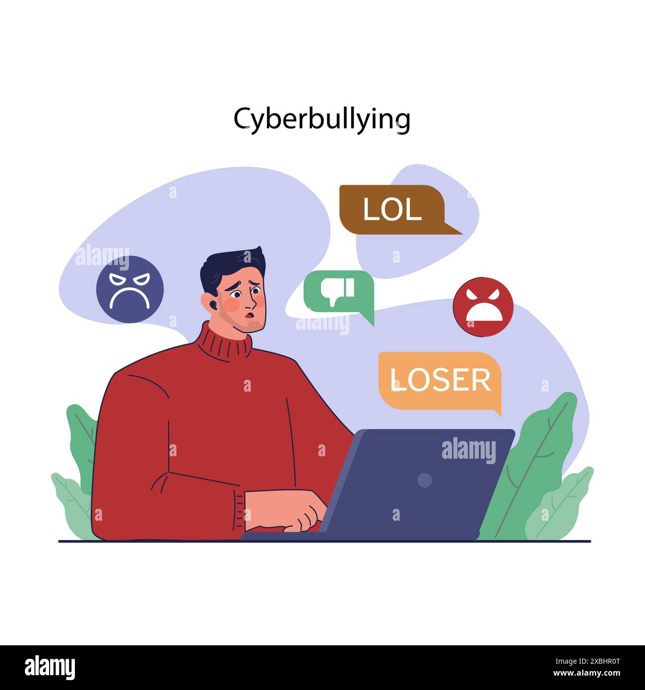 Cyberbullying. Online harassment with unfriendly, mean and hurtful ...