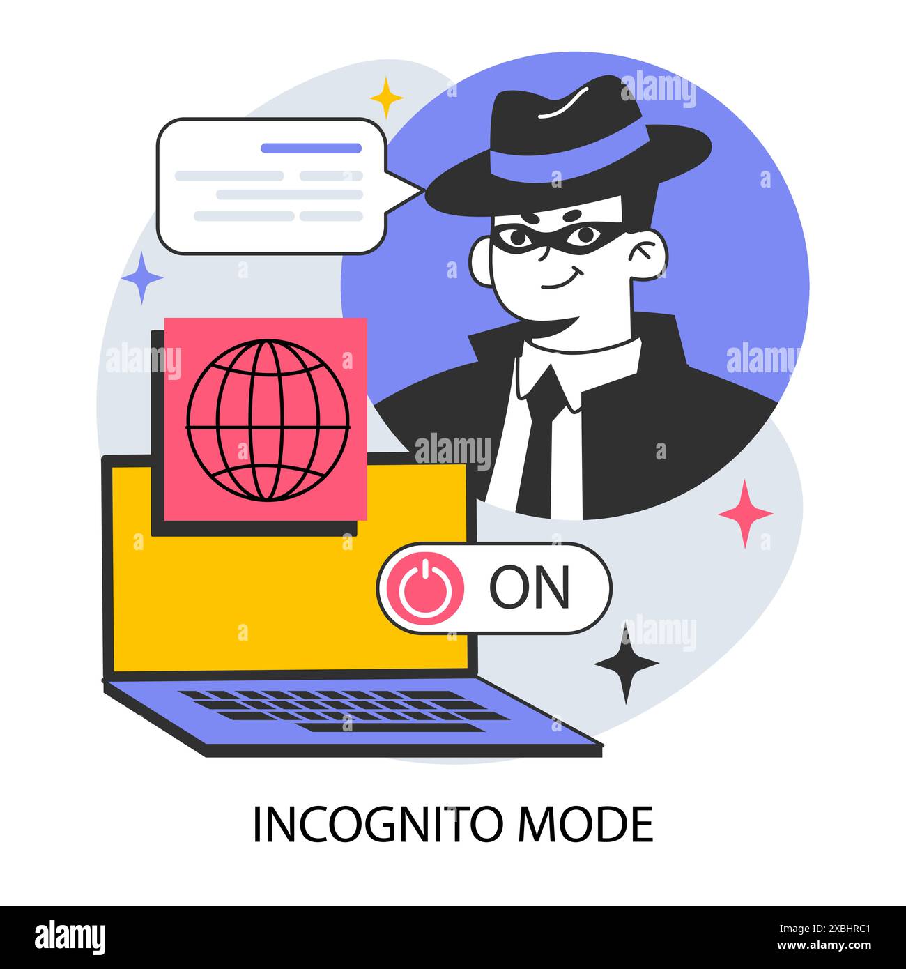 Incognito mode. Private access to browser. Anonymous search on laptop ...
