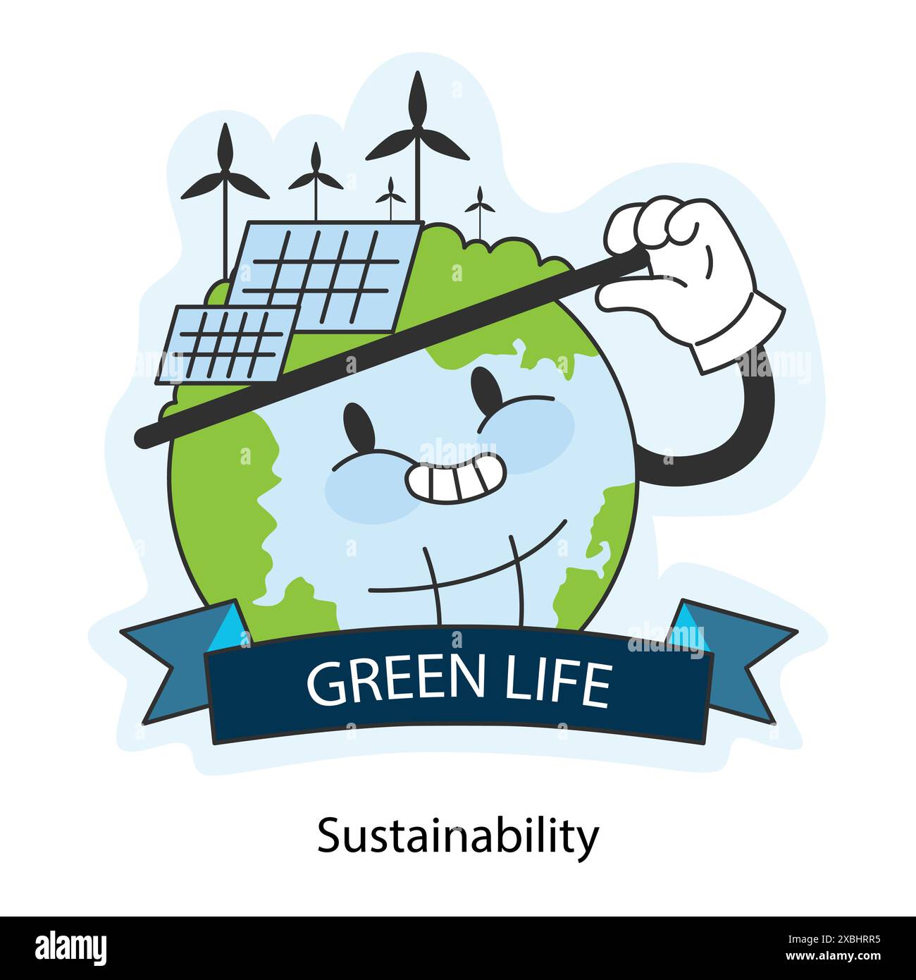 World vegan day. Sustainable living. Smiley planet with cartoon face ...