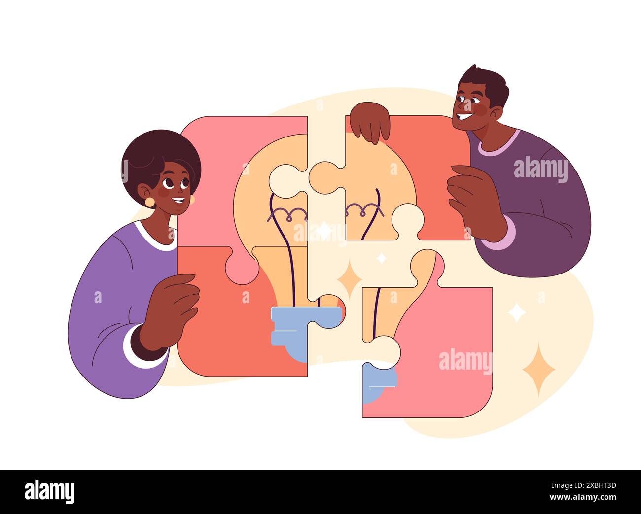 Emotional intelligence. Young black man and woman teamwork. Confidence ...