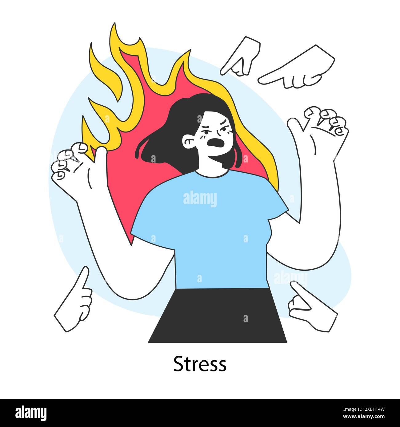 Neurosis. Chronic stress and anxiety mental disorder. Stressed angry ...