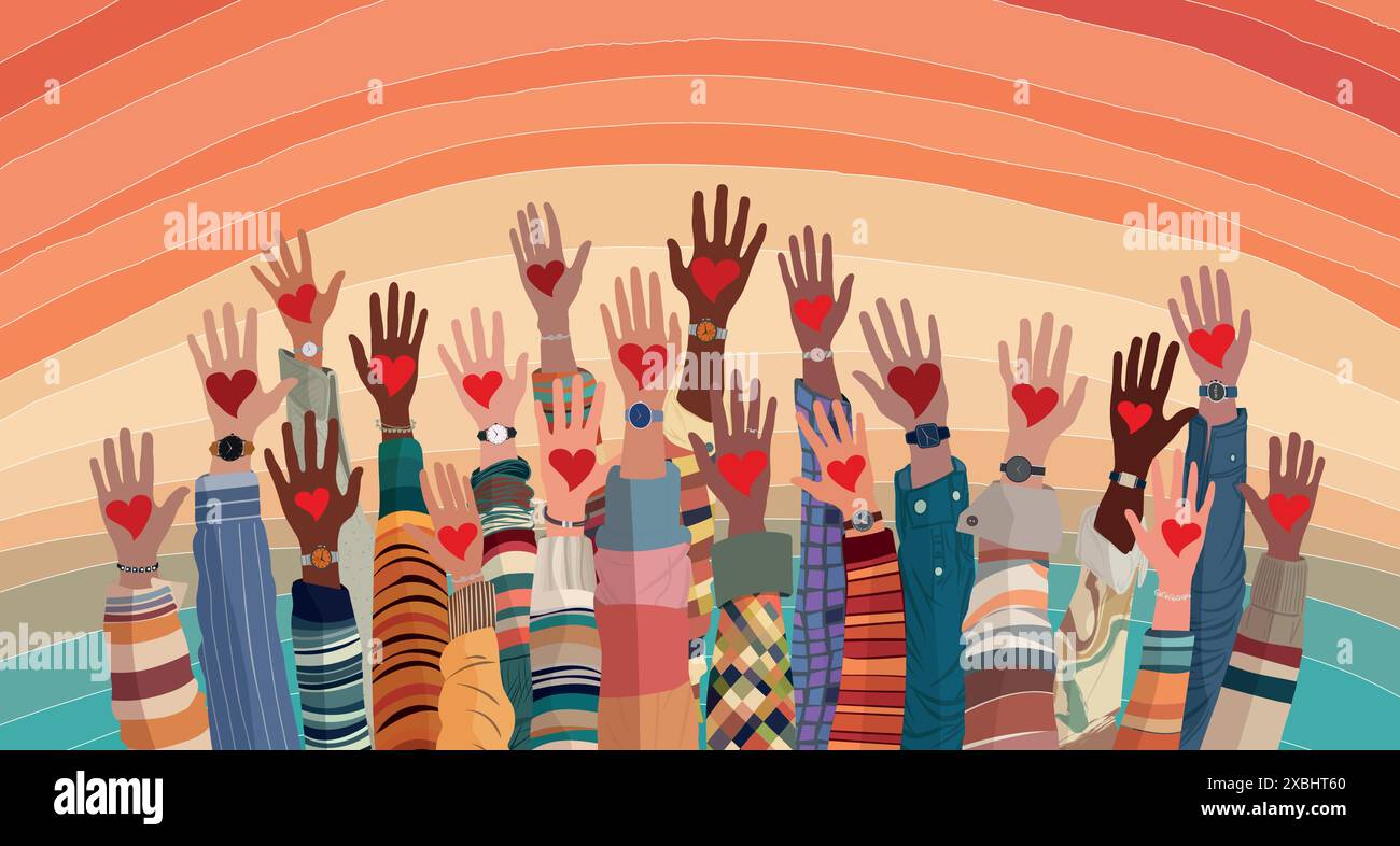 Volunteers care diverse people crowd hi-res stock photography and ...