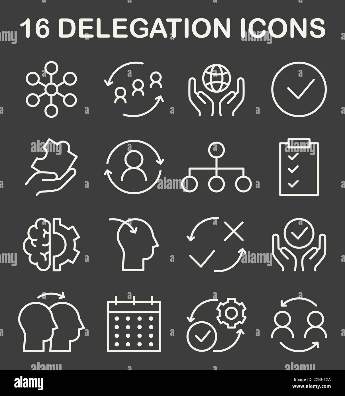 Delegation icon set. Task assignment and control. Leadership symbol ... Delegation icon set. Task assignment and control. Leadership symbol ...