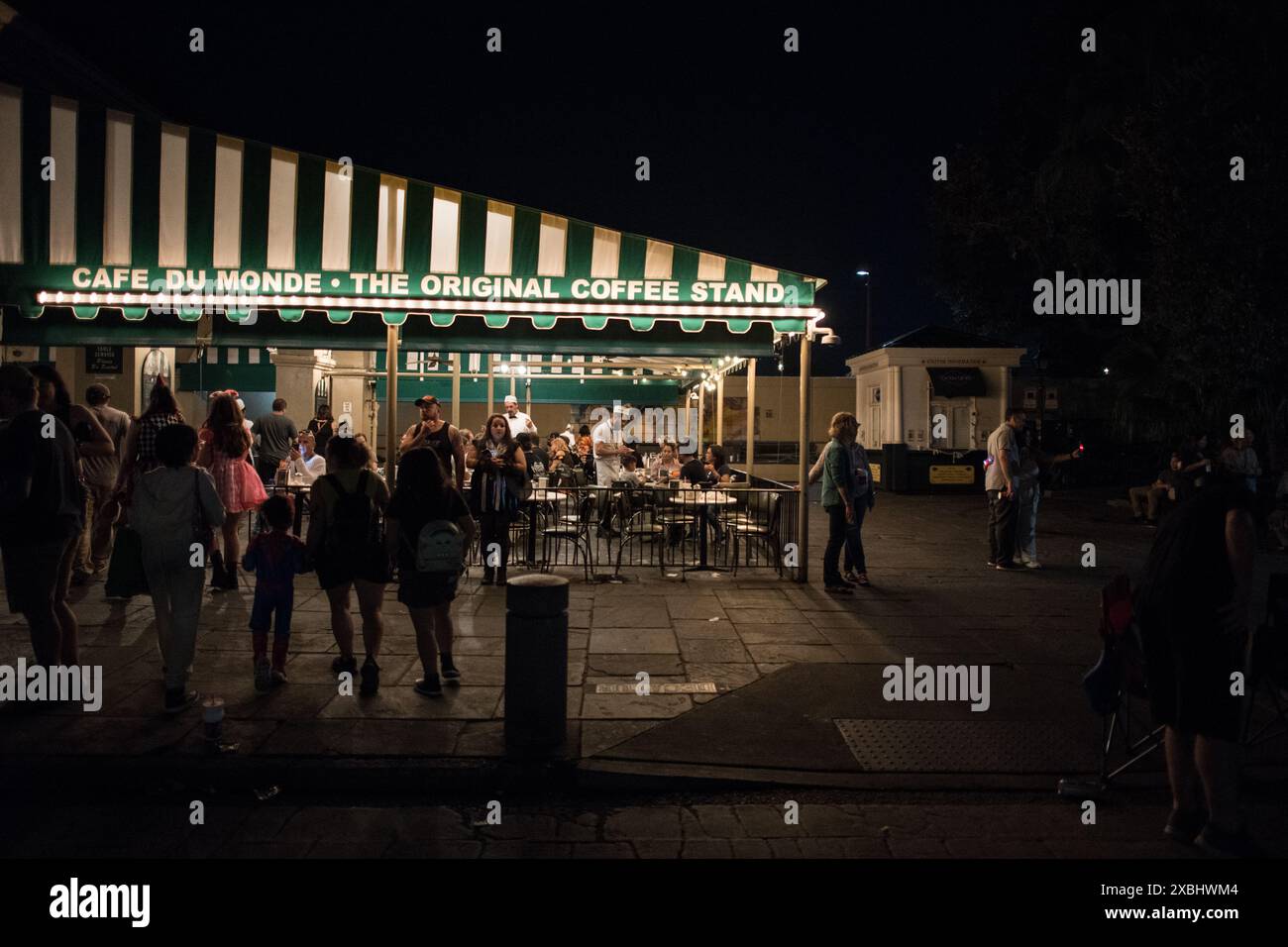 A lively night at Cafe Du Monde, a historic New Orleans landmark known ...