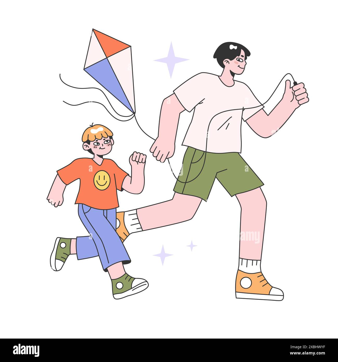 Father and children relationship. Happy loving family, positive ...