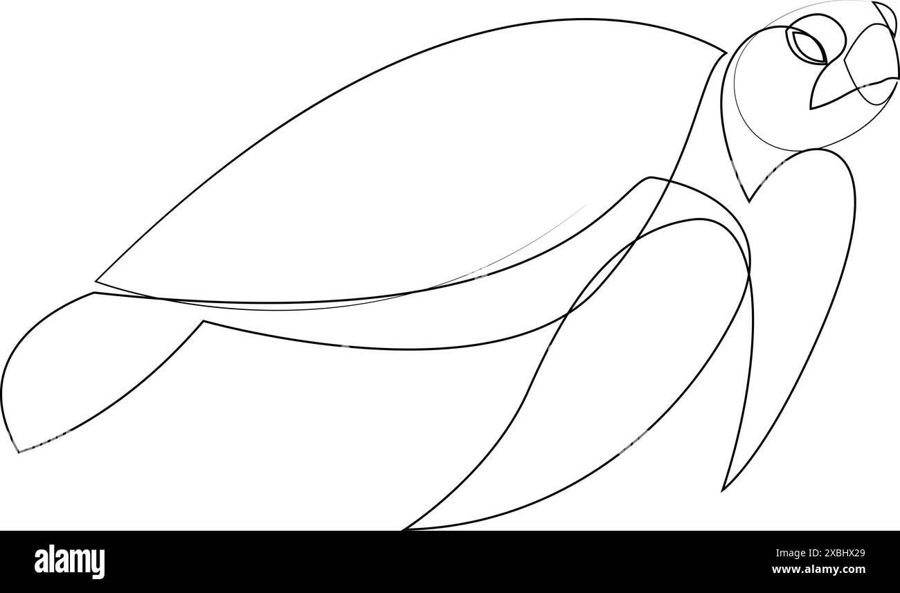 Continuous line drawing of sea turtle. Animal one line art. Vector ...