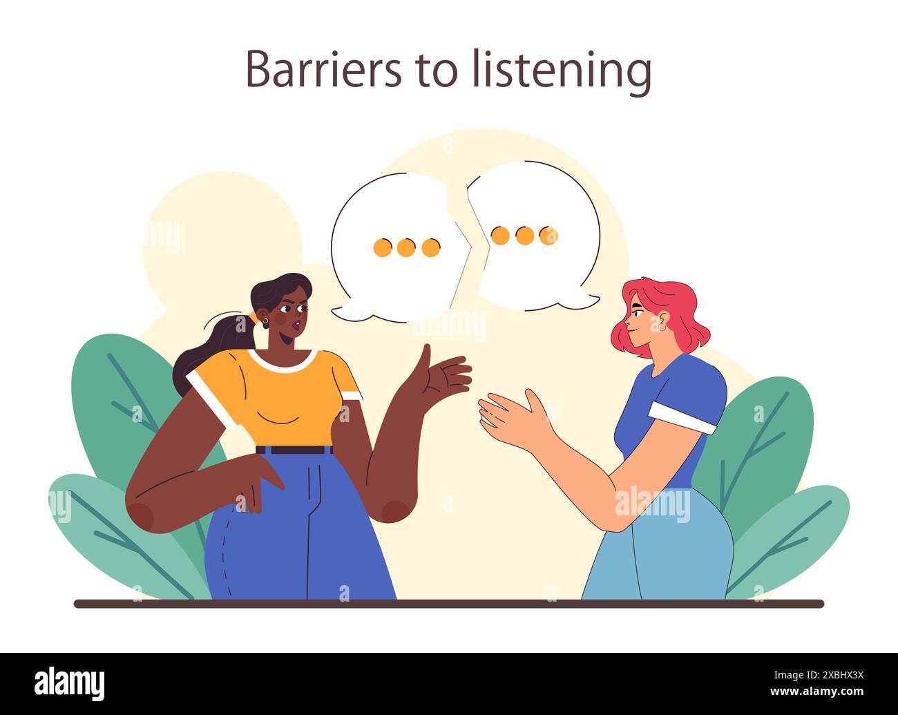 Active listening skill. Attentive business character or employee soft ...