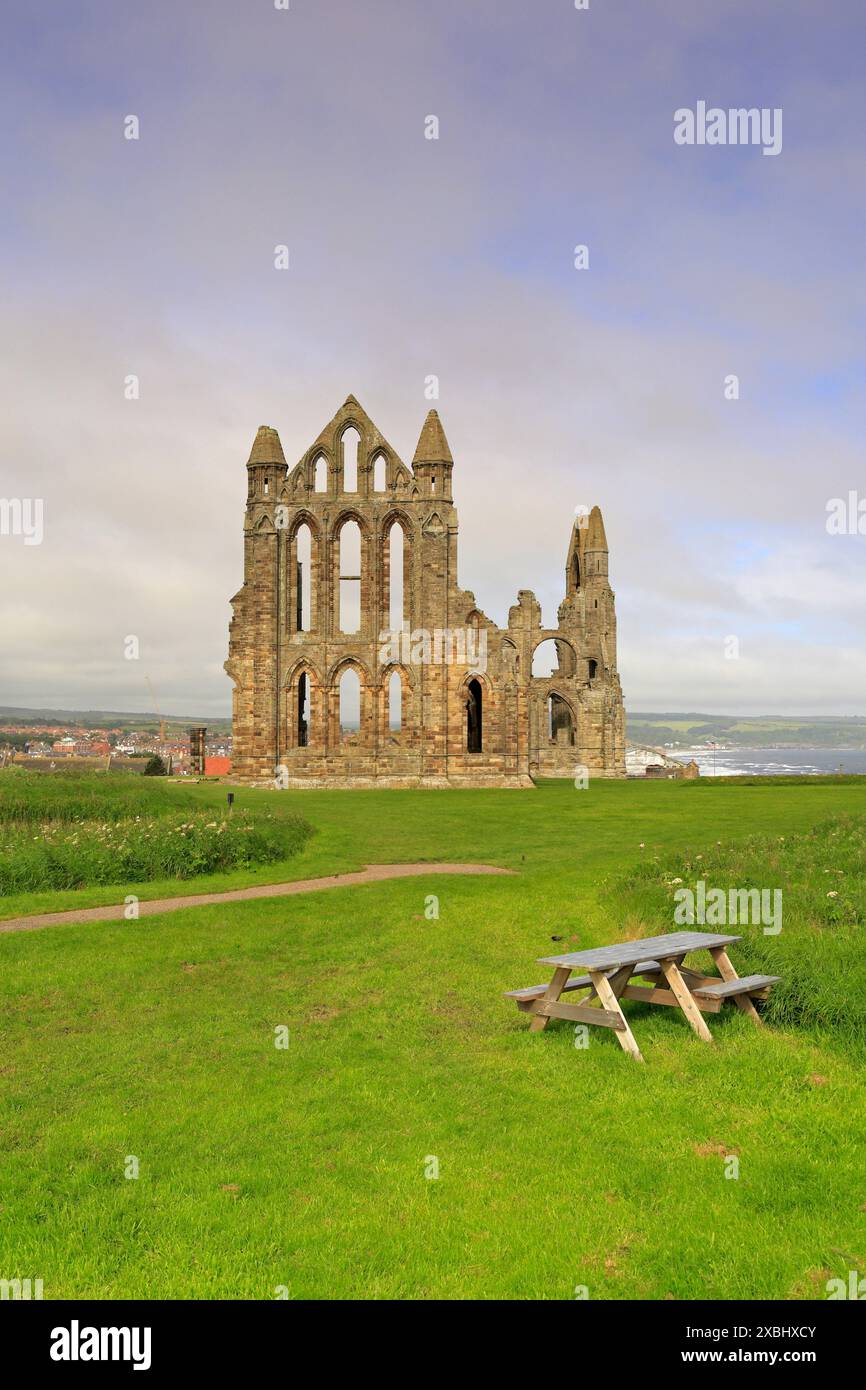 Historic ruins of Whitby Abbey, Whitby, North Yorkshire, England, UK ...