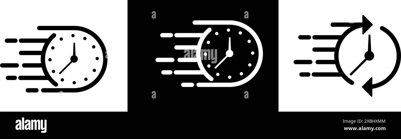 Quick time or deadline icon set in line style, Timers, Express service ...