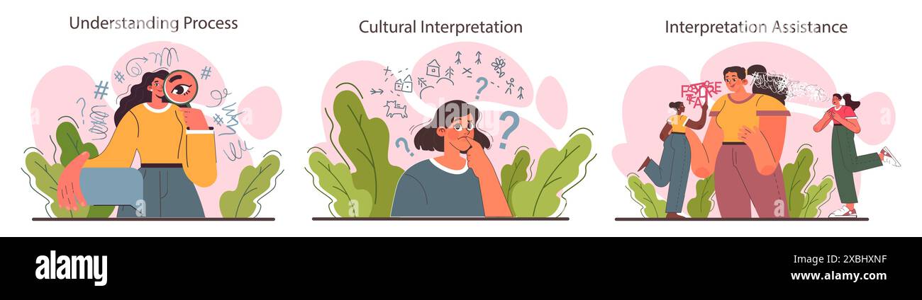 Interpretation set. Data literacy. Information understanding, analysis and usage. Process of ...