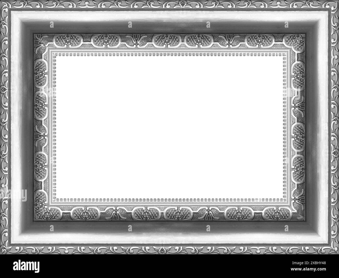 a picture silver frame on a white Stock Photo - Alamy