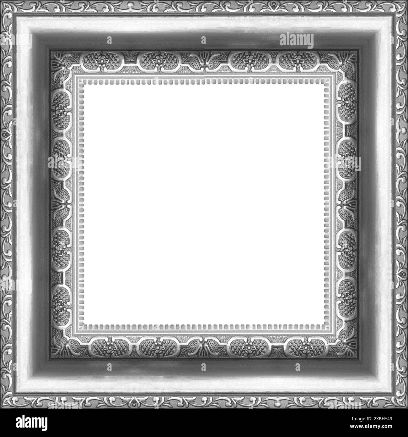 a picture silver frame on a white Stock Photo - Alamy