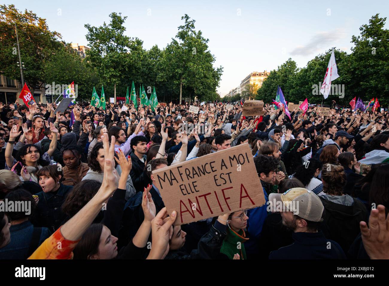 June 11, 2024, Paris, France: A protester holds a placard that says ...