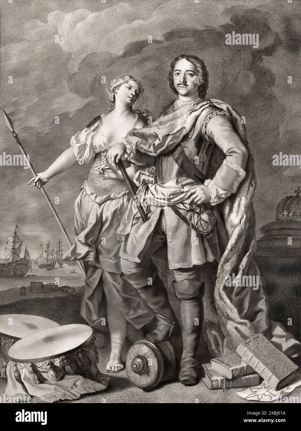 Allegorical portrait of Peter I of Russia, Peter the Great, Pyotr ...