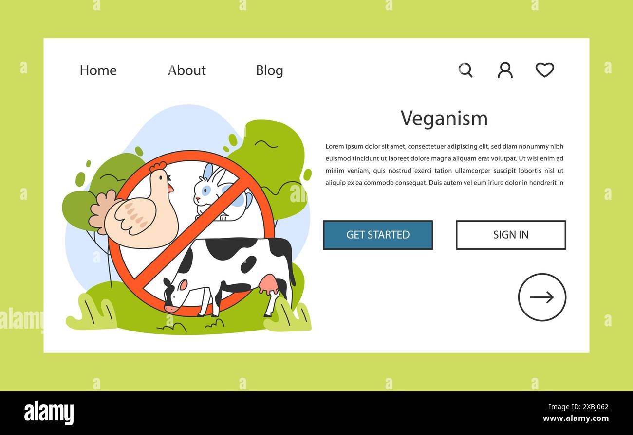 World vegan day web banner or landing page. Go vegan. Farm animals with ...