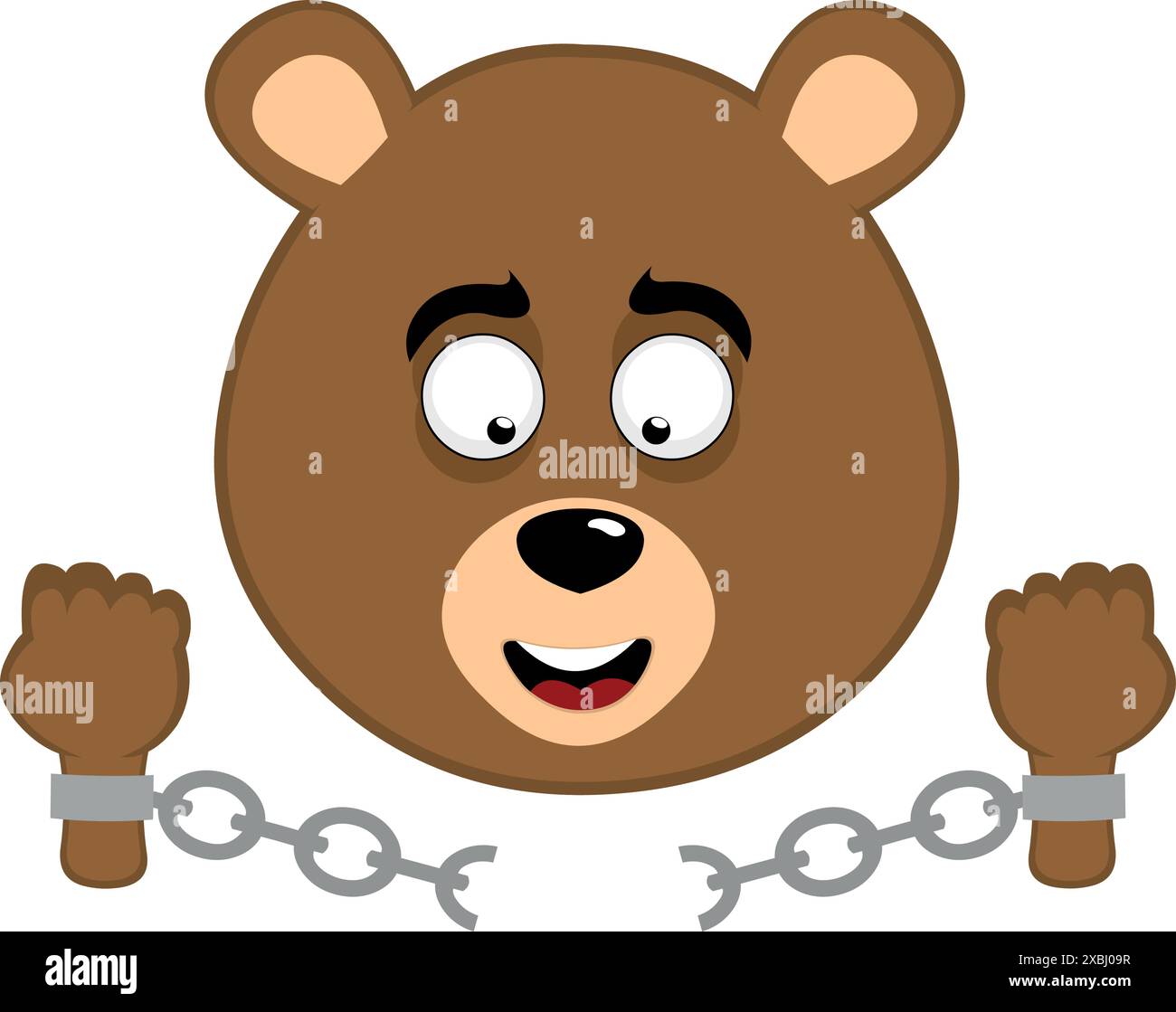 vector illustration face brown bear grizzly cartoon breaking chains in ...