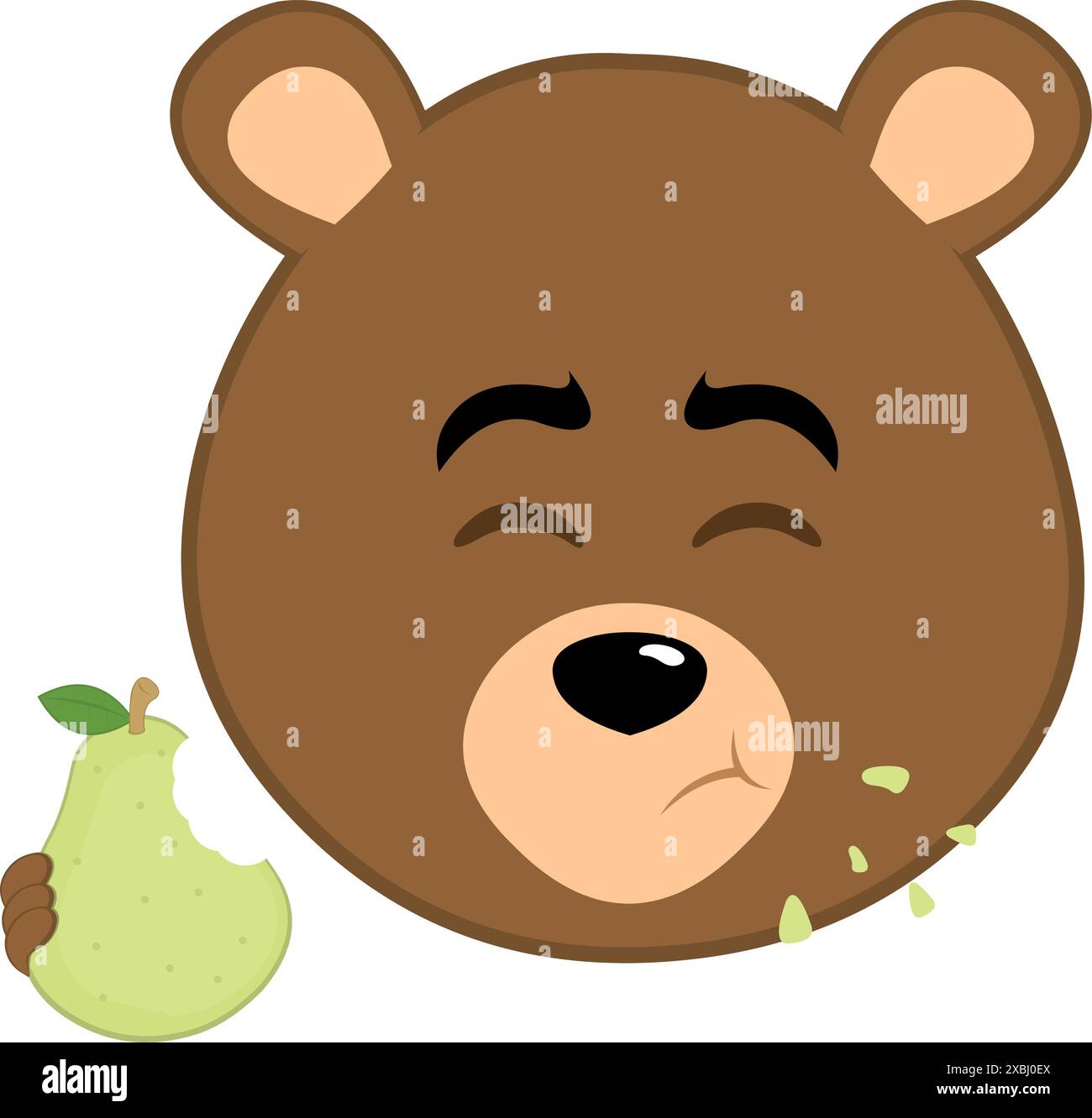 vector illustration face brown bear grizzly cartoon eating pear fruit Stock Vector Image & Art ...