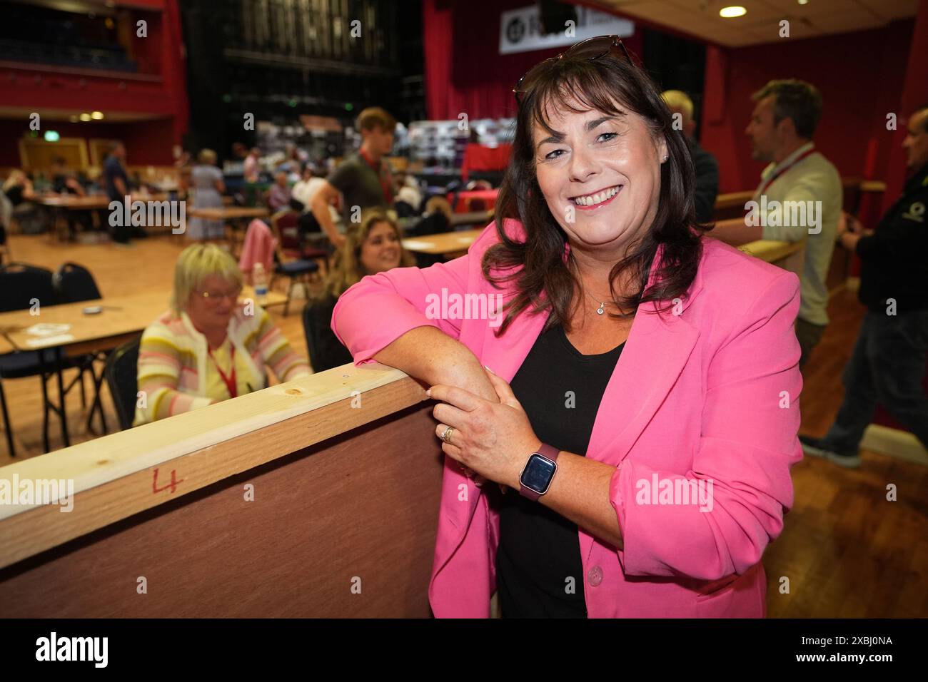 Sinn Fein Candidate Michelle Gildernew speaking to the media as ...