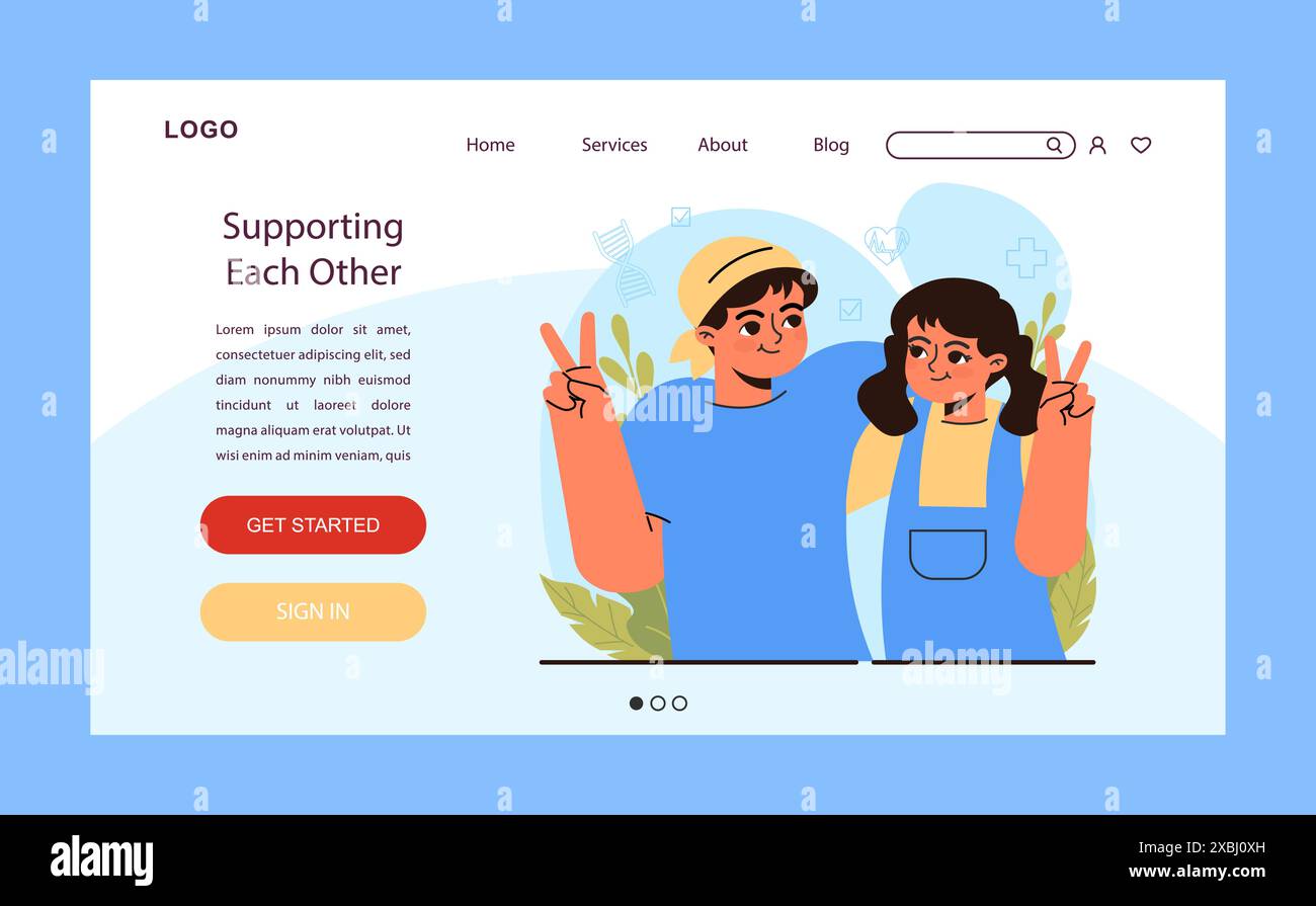 Child cancer web banner or landing page. Little kids, girl and boy ...