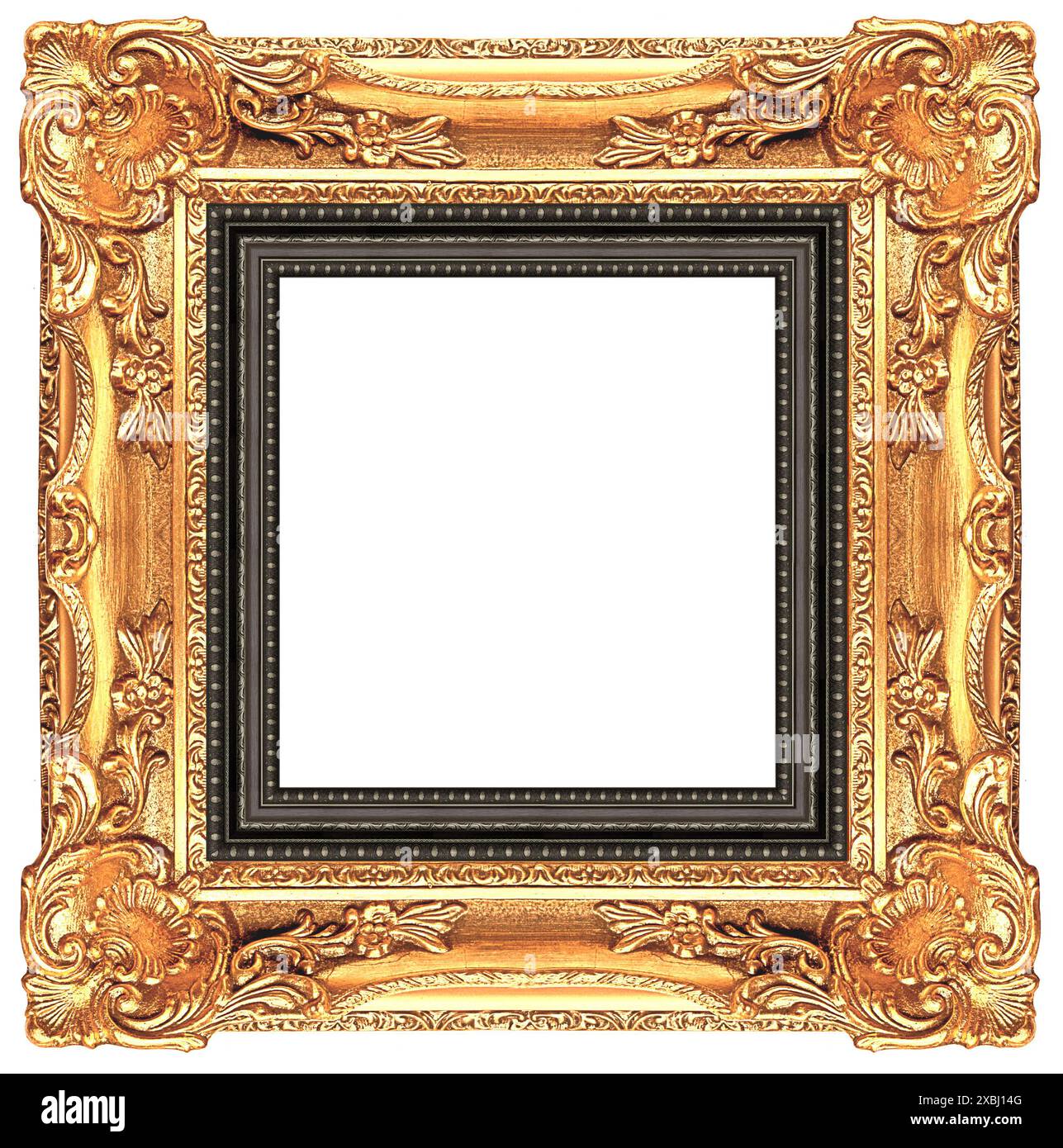 a picture gold frame on a white Stock Photo - Alamy