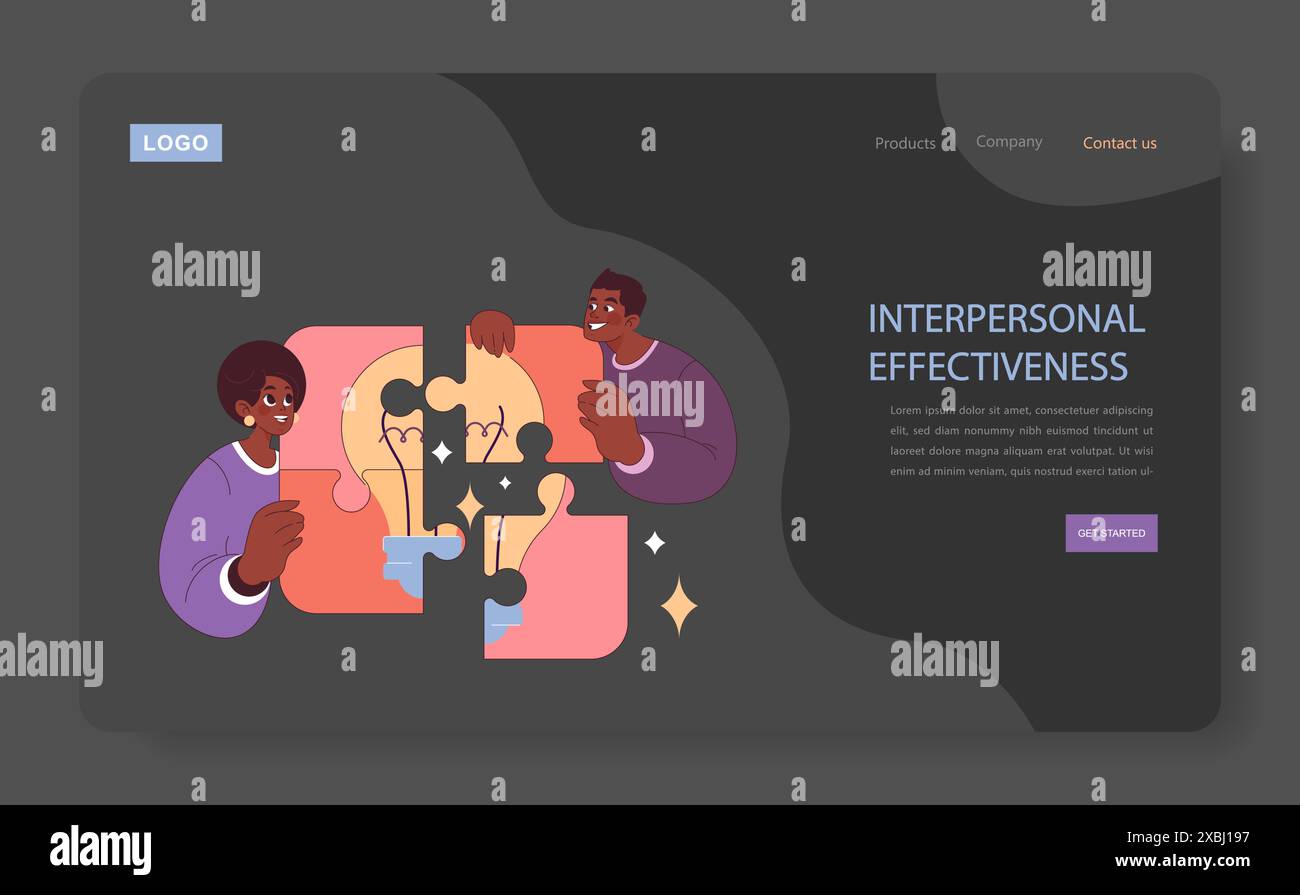 Emotional intelligence dark mode or night mode web banner or landing ...