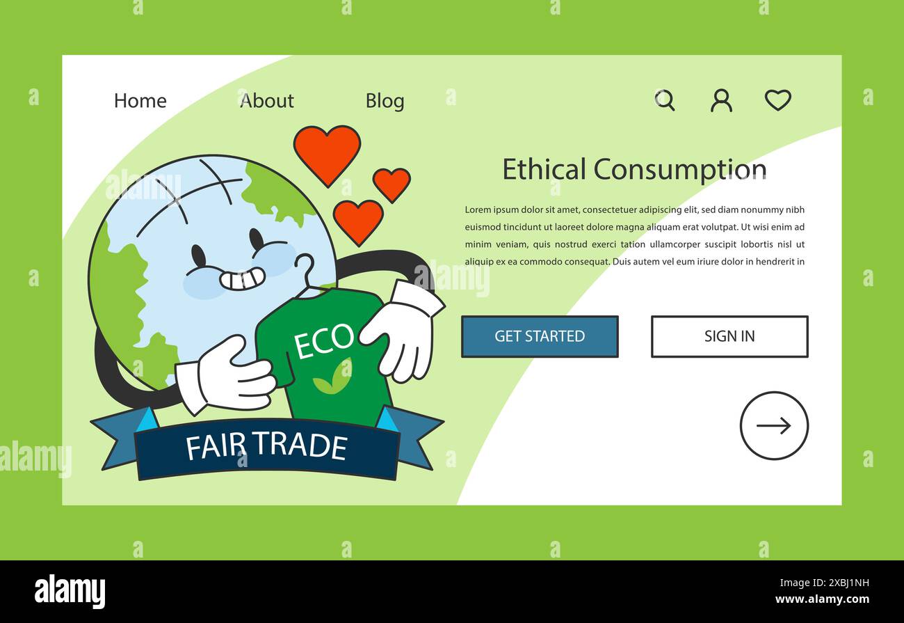 Sustainability web banner or landing page. Fair trade and ethical ...