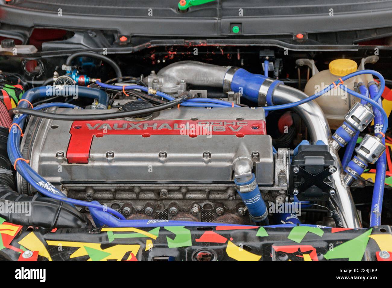 Vauxhall Corsa rally car engine. Cleveleys Classic Car Show 2024 Stock ...