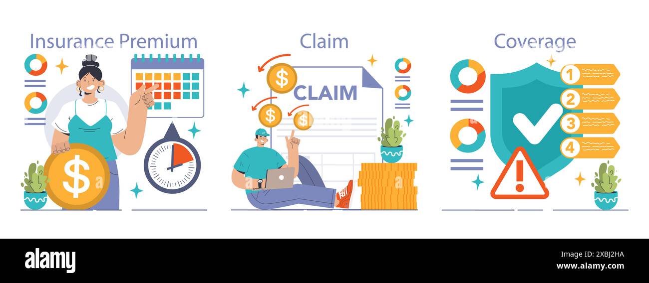 Insurance set. Idea of security and protection of life and property ...